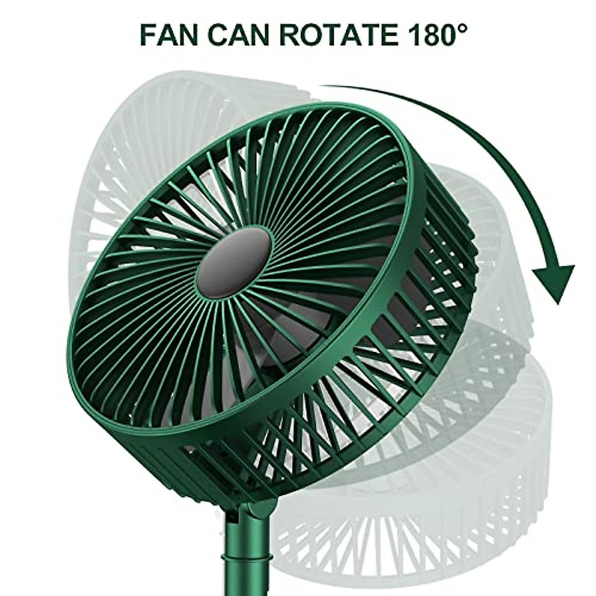 Maelifu Folding Fan Quiet 3- Speed Wind Highly Stretchable Simulated Natural Wind 180 ° Adjustment Battery Powered or USB Powered Home Desk Bedroom Portable Travel Mini Decorative Fan（Green