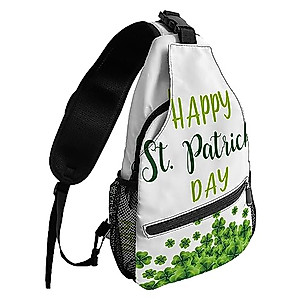 Sling Backpack, St.Patrick's Day Shamrocks Green Waterproof Lightweight Small Sling Bag, Travel Chest Bag Crossbody Shoulder Bag Hiking Daypack for Women Men