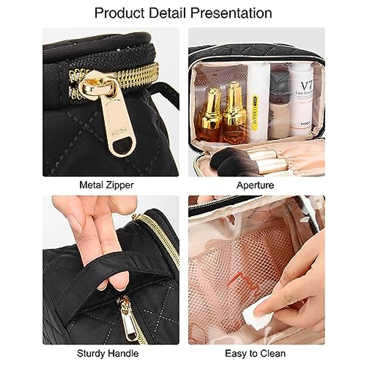 MONSTINA Makeup Bag for Women,Two layer Pouch Bag