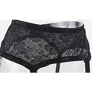 TVRtyle Women's Mysterious Sexy Black 4 Vintage Metal Clips Garter Belts for Stockings (Small)