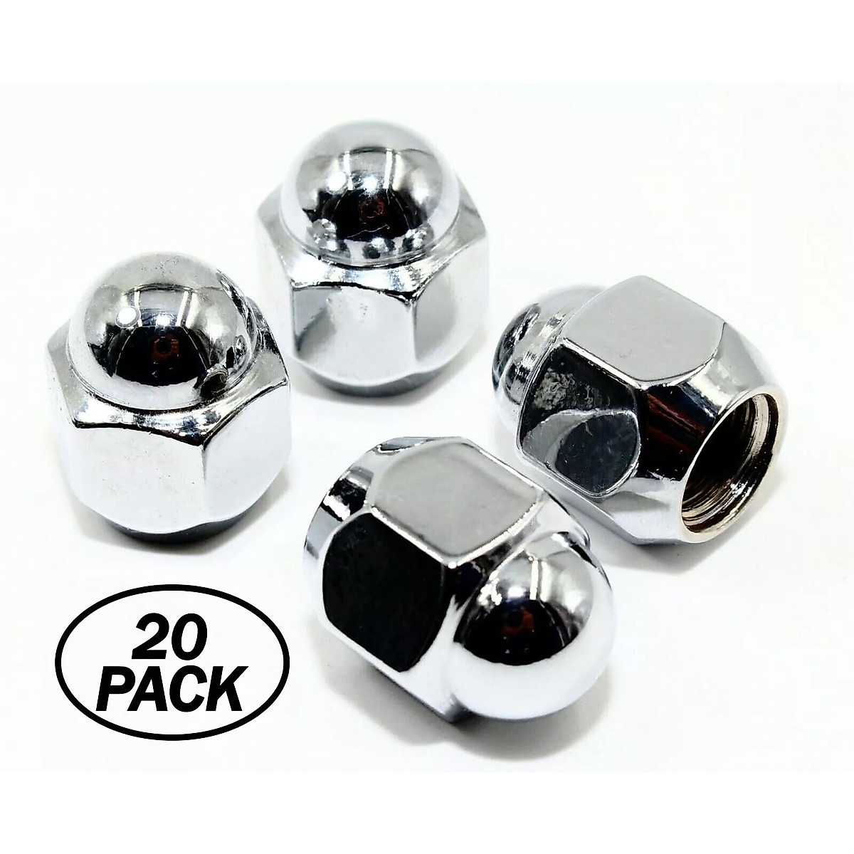 Set of 20 Veritek 12x1.25mm 3/4 Hex 0.95 Inch Chrome OEM Factory Style Acorn Conical Seat Dome Top Lug Nuts for Subaru Factory Wheels