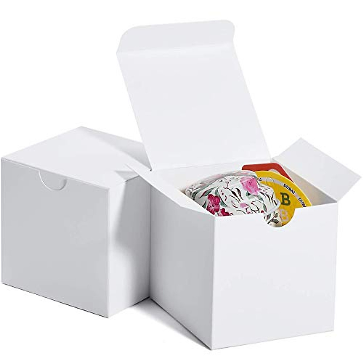 MESHA 3x3x3'' Cardboard Gift Boxes with Lids, Small for Bridesmaid/ Groomsmen Gifts, Cupcakes, Crafting, Party/ Wedding Favor, Bridal/Baby Shower, White 100 Pack