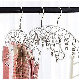 Magik Stainless Steel Laundry Drying Rack Clothes Socks Hanger w/ 10 Clips(3 Pack)
