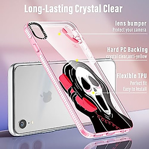 Toycamp for iPhone XR Case with Ring Kickstand, Cute Design for Women Girls Girly Boys Teens Skeleton Skull Cartoon Print Case Cover for iPhone XR (6.1 Inch)