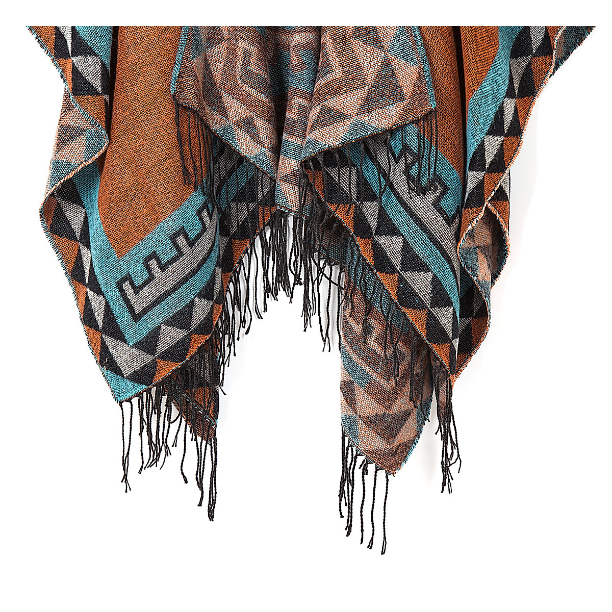 Women's Warm Shawls Wraps Open Front Cardigan Vintage Pattern Poncho Cape Sweater Coat (5 Orange)