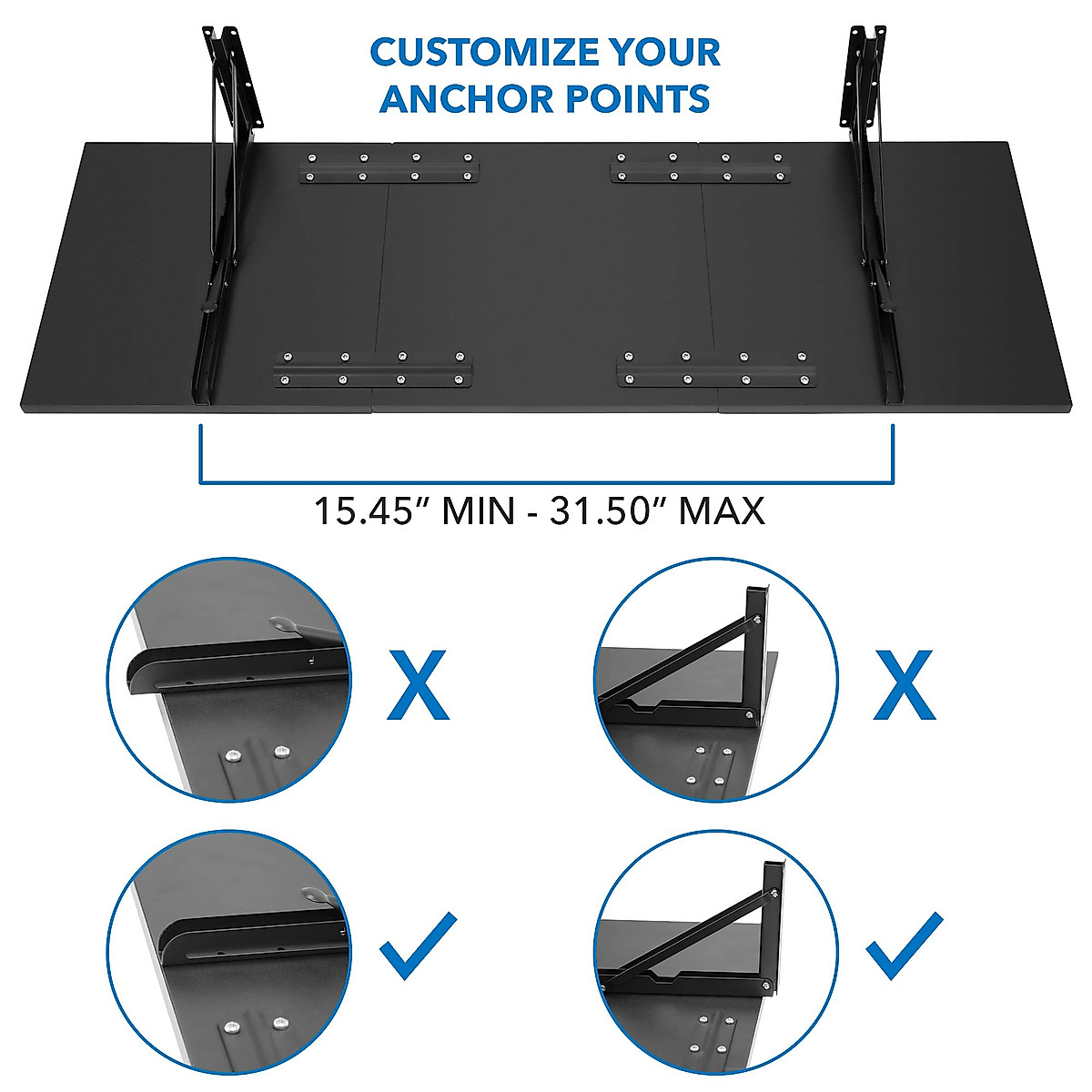 Mount-It! Heavy Duty Wall Mounted Drop Leaf Table, Folding Wall Mounted Desk, Drop Down Table 45x15x7, Floating Desk, Folding Laundry Table for Small Spaces, Home Office, Garage, Basement Kitchen