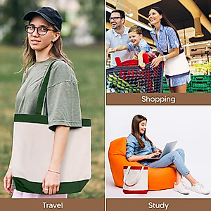 CUSTOMIZE123 Canvas Tote Bag with Handles for Woman, Reusable Cloth Bag for Groceries and Shopping - Blank Cotton Tote Bag, Suitable for DIY Projects – HEAVY DUTY – 16" X 14.5" With 4” Gusset, Green