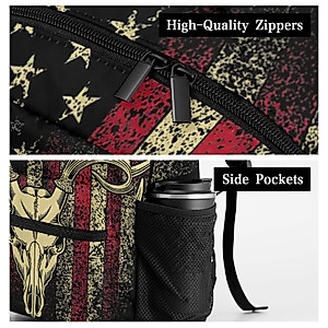 zaaprintblanket Custom with Name Text American Flag Camo Majestic Deer Antlers Nylon Backpacks Large Capacity Teens Shoulder Bags with Chest Strap