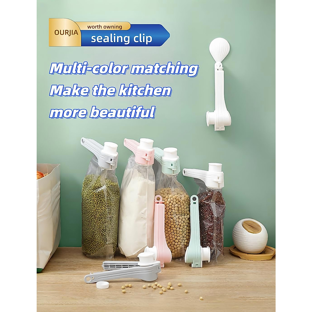 Food Storage Sealing Clips with Pour Spouts, Bag Clips for Food, Kitchen Chip Bag Clips, Plastic Cap Sealer Clips, Great for Kitchen Food Storagec,1pcs While (S_While)