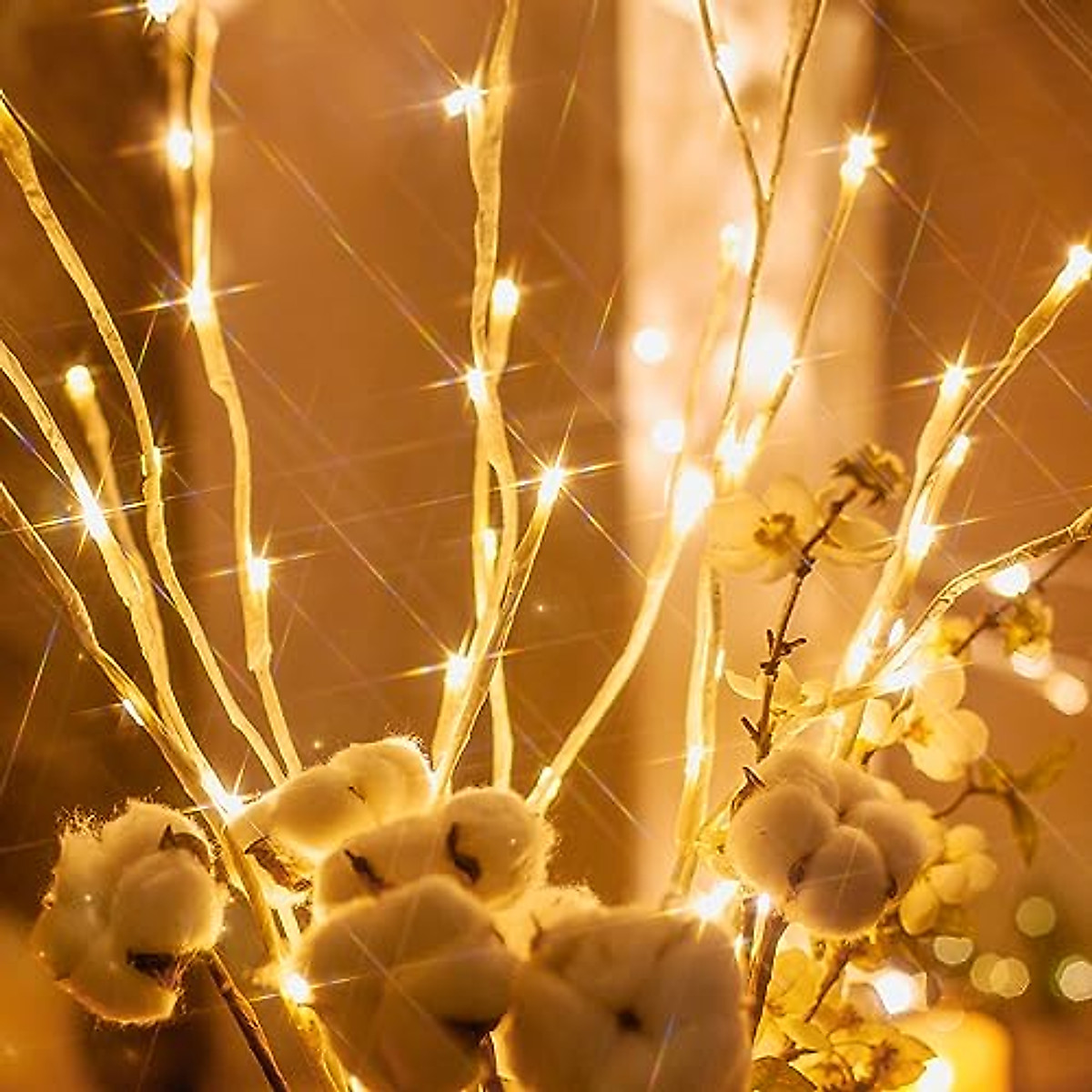 Vanthylit 3PK 30'' Lighted Birch Twig Branches with 60 LED Warm White Bulbs Waterproof Adapter in for Outdoor and Indoor Decor