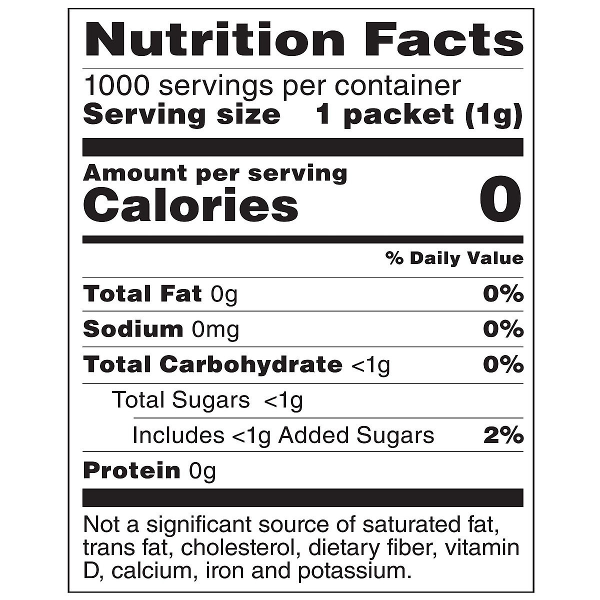 Amazon Brand - Happy Belly Zero Calorie Yellow Sucralose Sweetener Powder Packet, 1000 count (Previously Sugarly Sweet), 2.2 pound (Pack of 1)