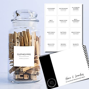 HON Home Laundry Labels for Containers | White Minimalist Preprinted & Jars | Storage Bins | Organization |, HNCHLW003