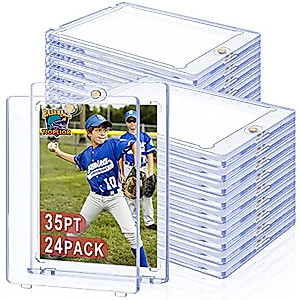 35pt Magnetic Card Holder for Trading Cards, 24 Pack Baseball Cards Protectors Hard Plastic for Collectible Sports Cards Acrylic Display Card Cases Fit 2.5x3.5in