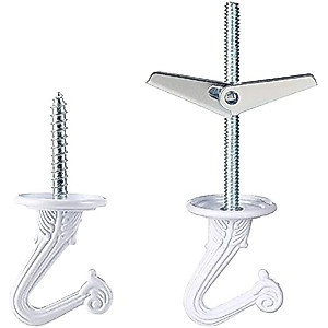 GDQLCNXB Swag Ceiling Hooks - Heavy Duty Swag Hook with Hardware for Hanging Plants Ceiling Installation Cavity Wall Fixing 2 Sets White