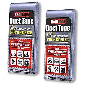 RediTape Travel Size Silver Duct Tape 2-Pack - Pocket Size Flat Thin Mini Roll - for Repairs Outdoors Emergency Crafts - 1.88 inch x 5 Yards per Pack