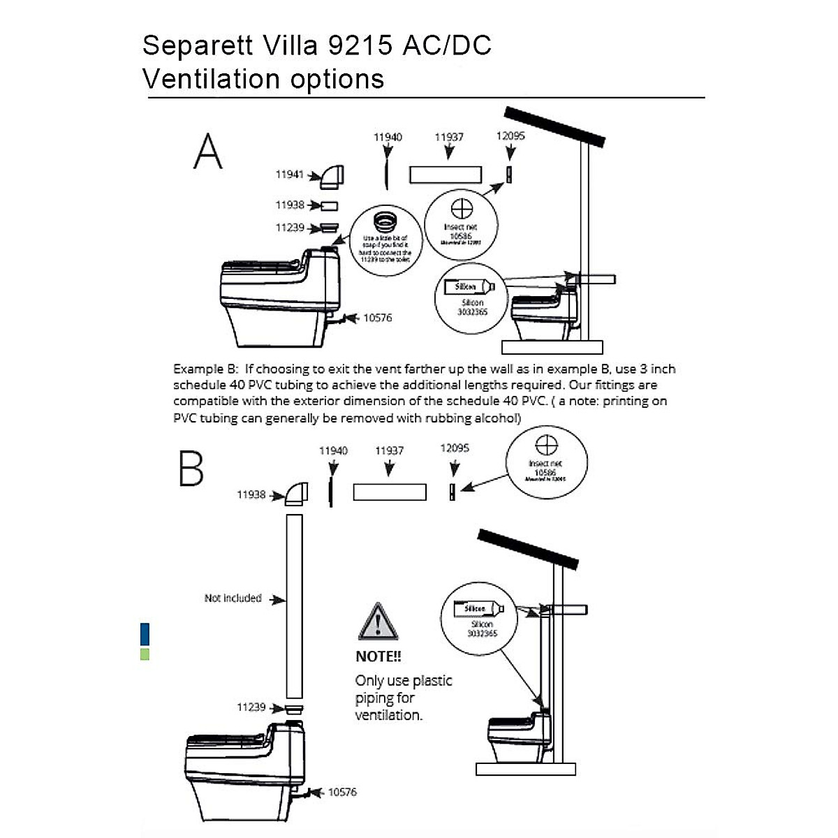 Separett Villa 9215 AC/DC 12V Urine Diverting High Capacity Waterless Composting Toilet