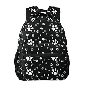 MANQINF Colorful Dog Paw Print Backpack,Cute Bookbags Laptop Bag Shoulder Bags Travel Hiking Camping Daypack for Men Women