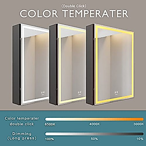 KWW 20 x 28 Inch LED Lighted Bathroom Medicine Cabinet with Mirror, Defogger, Dimmer, 3 Color Light Makeup Mirror, Outlets & USBs, Easy to Install, Wall Mounted Mirror Medicine Cabinet