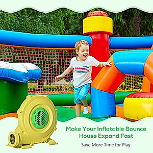 Outsunny Electric Air Blower 750-Watt Fan Blower Compact and Energy Efficient Pump Indoor Outdoor for Inflatable Bounce House, Bouncy Castle and Pneumatic Swimming Pool, Yellow