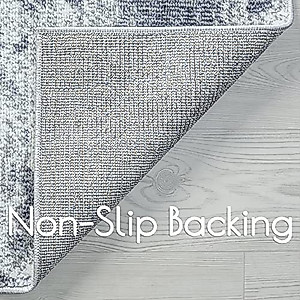 COZYLOOM Modern Rug 5' 3" x 7' 3" Indoor Abstract Area Rug Grey Distressed Floor Cover Indoor Accent Rug Low Profile Non-Shedding Throw Carpet for Living Room Bedroom Home Office Non Slip Floor Carpet