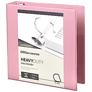 Office Depot® Heavy-Duty View 3-Ring Binder, 2" D-Rings, 49% Recycled, Light Pink