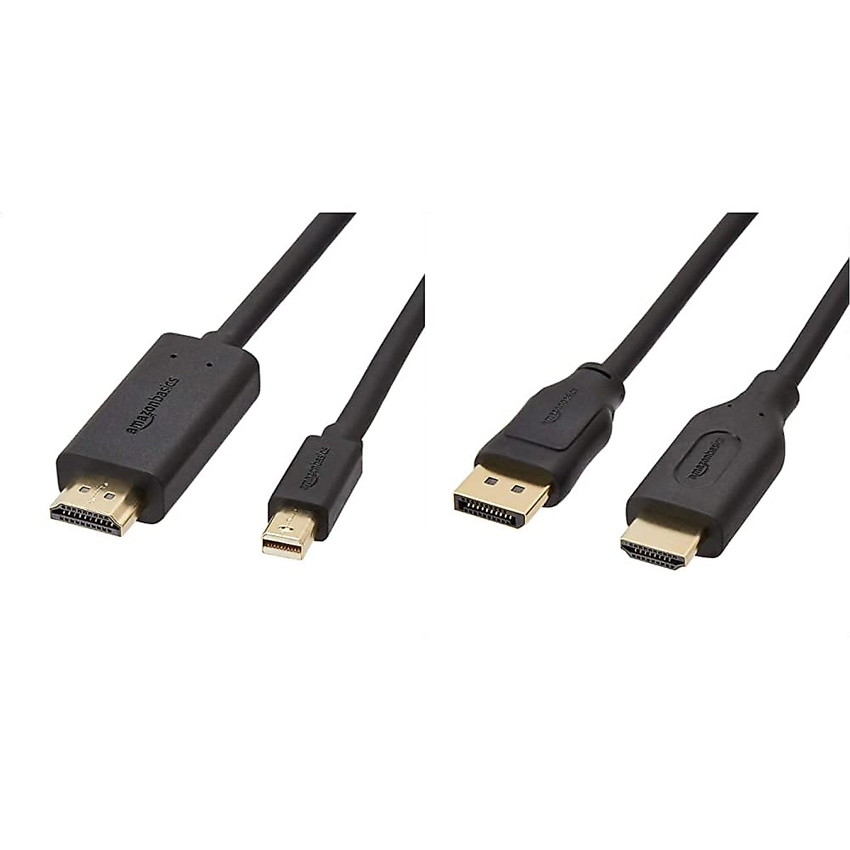 AmazonBasics Mini DisplayPort to HDMI Display Adapter Cable - 6 Feet Bundle with Amazon Basics DisplayPort to HDMI Display Cable - 6 Feet