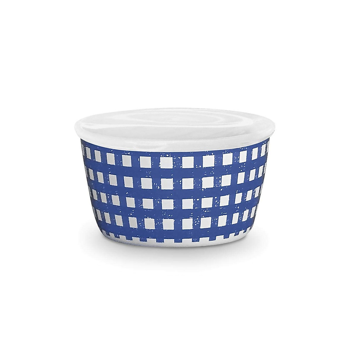 TarHong Homemade Navy Speckle and Gingham Set of 3 Lidded Bowls, 12 oz, 158 oz, 160 oz, Melamine