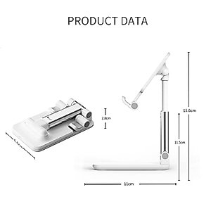 ChashenHa-Cell Phone Stand，Desktop Phone Stand ，Portable Folding Phone Stand, Foldable and Angle-Adjustable Height-elevating Holder, Suitable for All Smartphones and iPhones，（White）-2