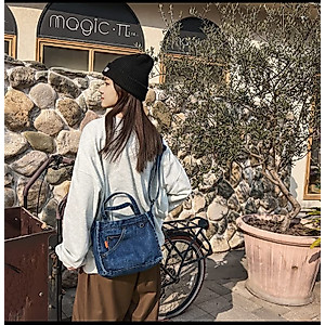 GESALOP Women's Denim Crossbody Bag, Small Shoulder Bag, Denim Purse, Handbag (Light blue)