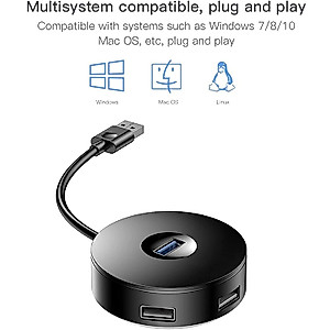 USB 3.0 4-Port USB Hub 5gbps Adapter USB Type C Hub Computer Pc for MacBook Huawei Type C USB 3.0 Hub (Type C,Black) (Type C,Black)