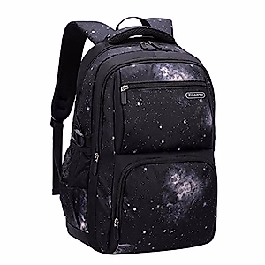 JiaYou Space Pattern Galaxy Backpack Boys Primary Junior Middle School Daypack Men High Middle School Laptop Bag(Black Star,Backpack Only)