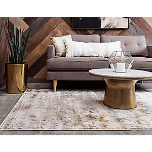 Unique Loom Helios Collection Area Rug - Santorini (9' x 12' 2" Rectangle, Ivory Beige/ Gold)