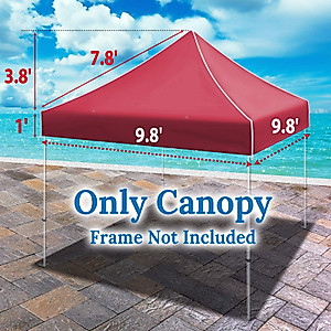 Ez pop Up Instant Canopy 10'X10' Replacement Top Gazebo EZ Canopy Cover Patio Pavilion Sunshade Polyester-Burgundy