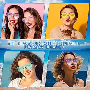 Coume 100 Pairs Rimless Heart Sunglasses Transparent Heart Shaped Glasses Frameless Fashion Women's Sunglasses Eyewear for Party Favor, Pink
