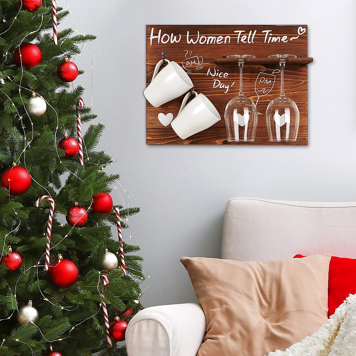 Funistree Nurses Gifts for Women Christmas Birthday Anniversary Graduation, Funny Nurse Retirement Presents, How Nurses Tells Time Before After Patients Mug Rack Wine Glass Holder for Nurses' Day