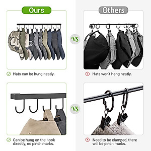 Mkono Hat Rack for Wall Hat Storage Organizer for 20 Baseball Caps, Modern Metal Closet Hat Hooks, Wall Mount Ball Caps Holder Organizer for Bedroom Entryroom Closet Organization, Set of 2, Black