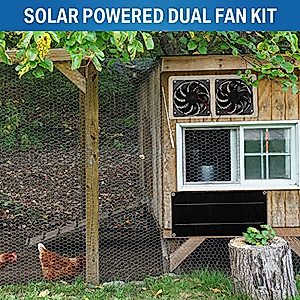 Solar Panel Fan Kit 10W 12V Solar Powered Dual Fan Waterproof Solar Exhaust Fan Outdoor Portable Solar Ventilation Fan Solar Attic Fan with Cable for Chicken Coop Greenhouse Shed Pet Houses Window