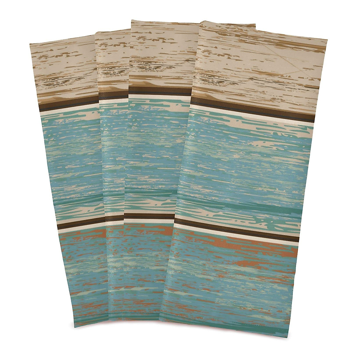 Teal Green Brown Wood Texture Kitchen Towel, Dish Towels Quick Drying Tea Towels Absorbent Hand Towels for Kitchen Sink Dinner Table 28 x 18 Inches, Set of 4