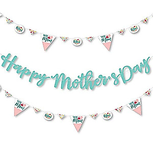 Big Dot of Happiness Colorful Floral Happy Mother's Day - We Love Mom Party Letter Banner Decoration - 36 Banner Cutouts and Happy Mother's Day Banner Letters