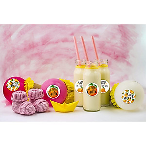 XJF Little Cutie Baby Shower Label Stickers,36pcs Baby Shower Stickers,1.5In Orange Baby Shower Stickers,Little Cutie Gift Wrap for Envelope Seals Boxes Baby Shower Party Favor, TZ LP CZ 1