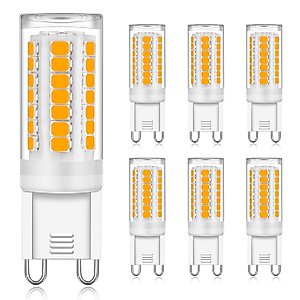 YUIIP G9 LED Light Bulb 4W Equivalent 40W Halogen Bulbs, G9 Base, Warm White 3000K, 400LM Lamp, AC 120V CRI 83 for Home Lighting, Ceiling Fan, Chandelier, Non Dimmable (6 Pack)