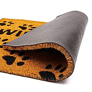 Juvale Nonslip Coco Coir Mat for Entrance, Wipe Your Paws Doormat for Front Door Entry, Dog Lovers (17 x 30 in)