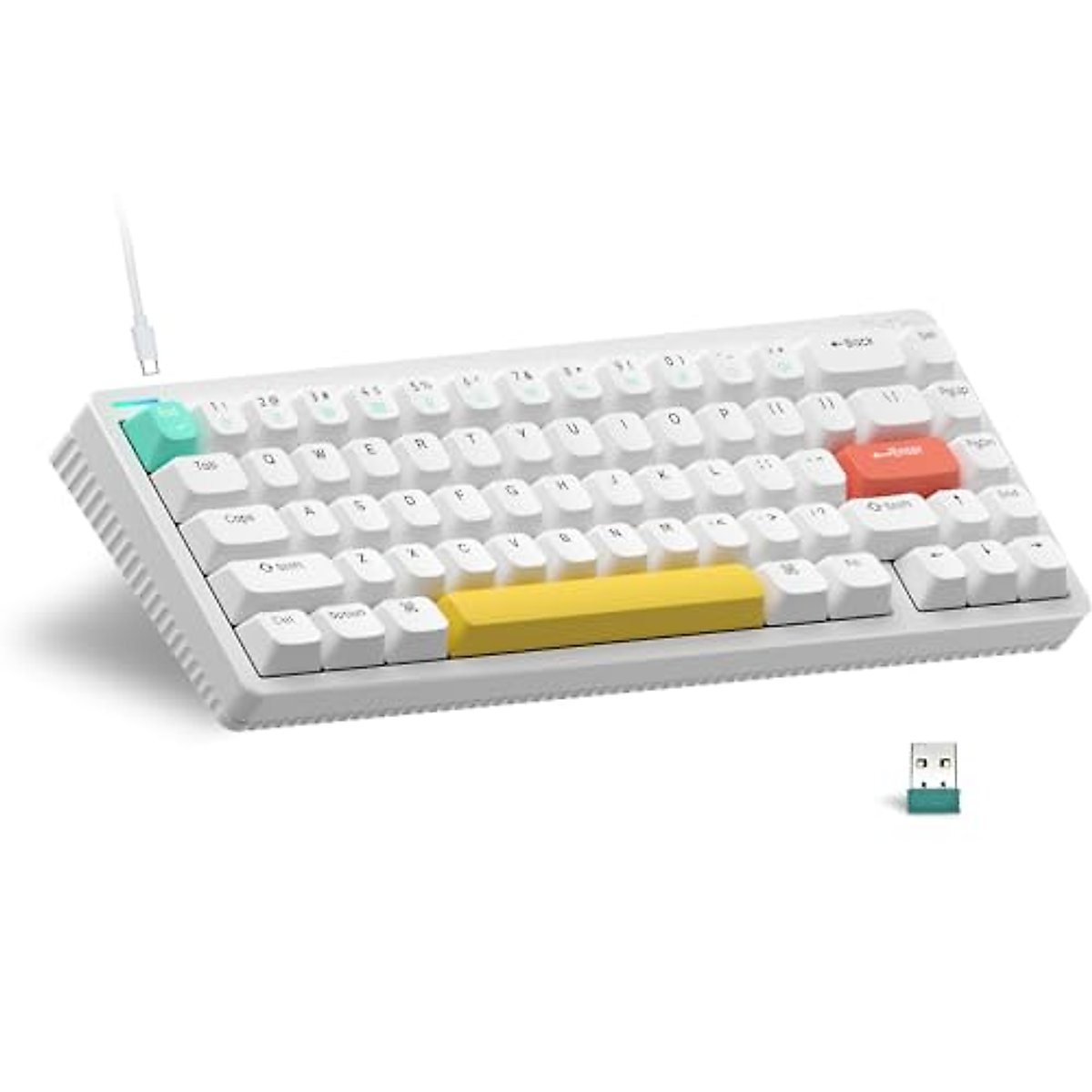 nuphy Halo65 Mechanical Gaming Keyboard with PBT Keycaps, 65% RGB Hot-swap Wireless Keyboard, Supports Bluetooth、2.4G and Wired Connection，Compatible with Mac and Windows-White(Baby Kangraoo Switch)