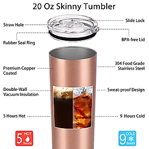 Qtencas Mothers Day Gifts for Grandma, Grammy Stainless Steel Insulated Skinny Tumbler, New Grandma Gifts Gigi Mimi Christmas Gifts for Grandma to be Grammy Nana from Grandchildren(20oz, Rose Gold)