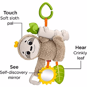 Fisher-Price Baby Toy Slow Much Fun Stroller Sloth With Motion & Sensory Details For Newborn Take-Along Play