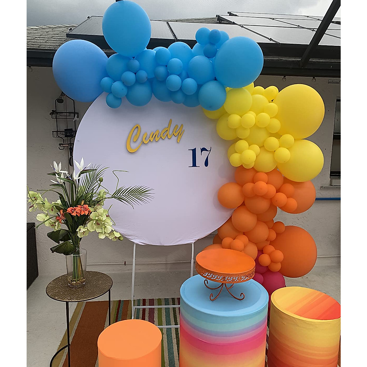 DIY Party Balloon Garland Kit,129 Pcs Yellow Orange and Blue Balloon Arch Kit for Wedding Birthday Graduation Anniversary Bachelorette Party Baby Shower Party Background Decorations