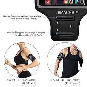 iPhone 6 7 8 SE 2020/2022 Armband, JEMACHE Fingerprint Touch Supported Gym Running Workout Arm Band for iPhone 6/6S/7/8/SE 2nd & 3rd gen with Key Holder (Black)