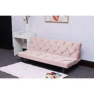 GPCRAC Convertible Folding Sofa Bed, Futon Sofabed with 3 Adjustable Positions for Living Room, Home, Office Dorms, Compact Living Spaces (Pink)