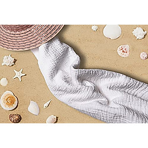 PÜSKÜL - Muslin Towel for Adult, Extra Soft 100% Turkish Cotton Muslin Towels, Muslin Towel for Beach, Lightweight Bath Towel Muslin (White, 2)