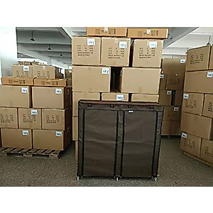 TXT&BAZ 27-Pairs Tool Free Easy Assembled Boot Rack Double Row Shoe Rack Covered with Nonwoven Fabric (7-Tiers Brown)
